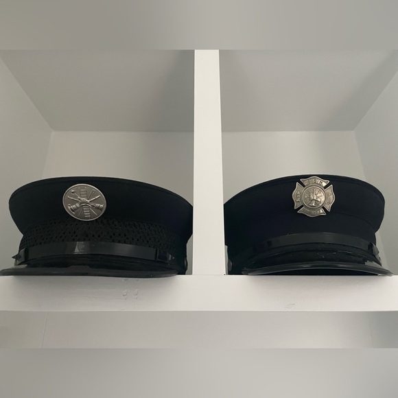 Accessories | Lot Of 2 Navy Vintage Antique Fire Fighter Hats | Poshmark